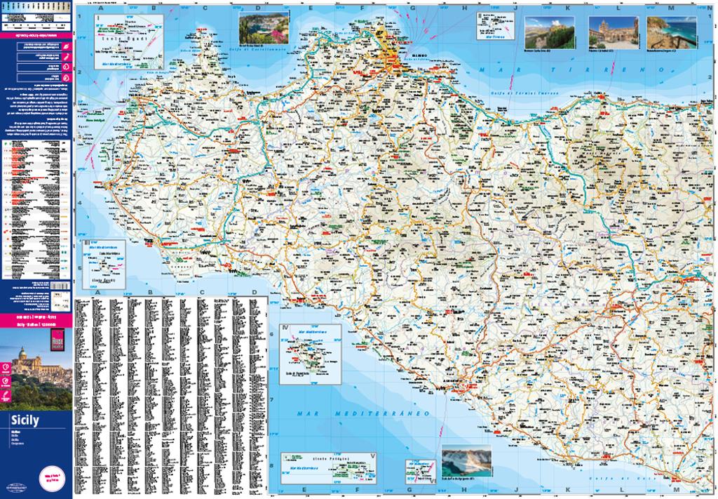 Large Map Of Sicily Sicily Maps Including Outline And Topographical